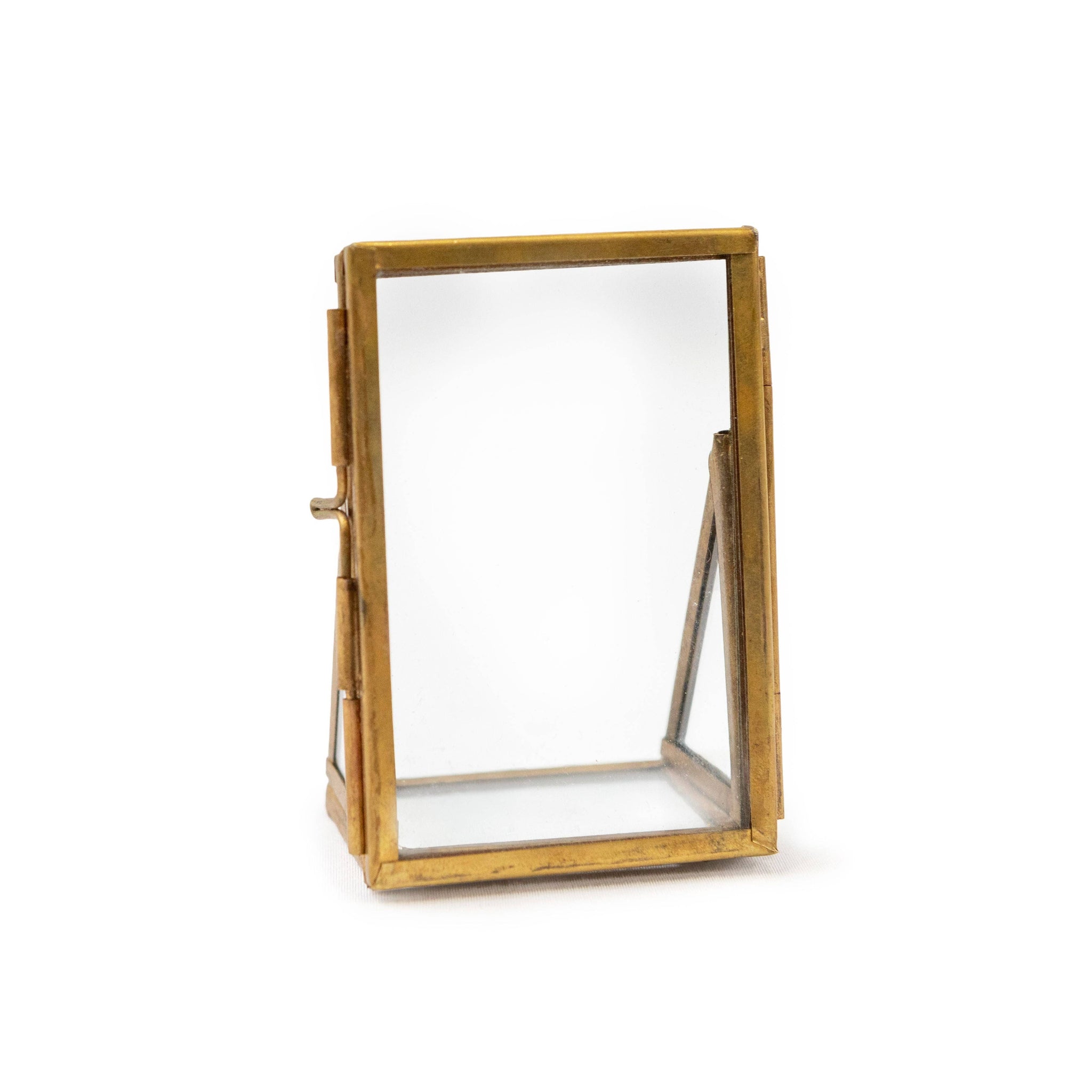 Vertical Brass Finish Standing Picture Frame - 2"x3"
