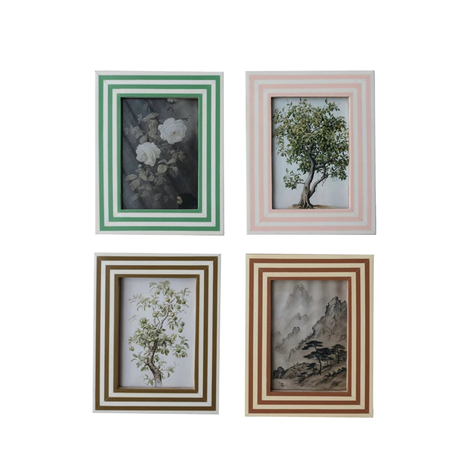Photo Frame w/ Inlaid Stripes, 4 Colors