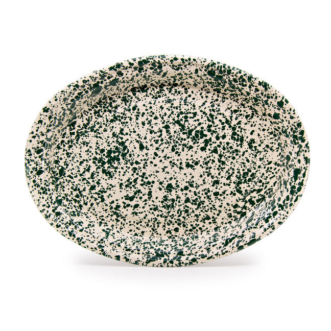 Splatter Oval Platter - green and cream